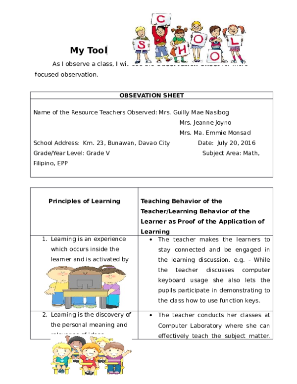 (DOC) Principles of Learning Teaching Behavior of the Teacher/Learning ...