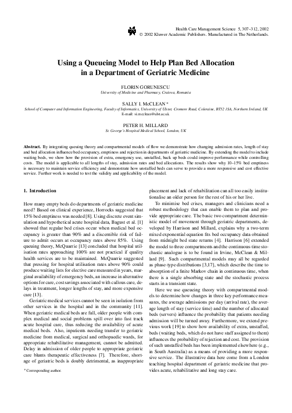 (PDF) Using a Queueing Model to Help Plan Bed Allocation in a ...