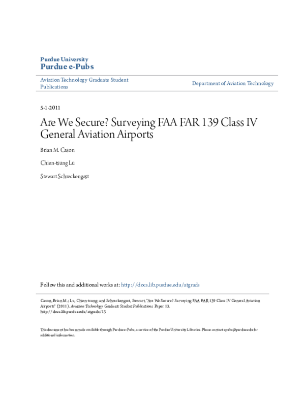 (PDF) Are we secure? surveying FAA FAR 139 class IV general aviation ...
