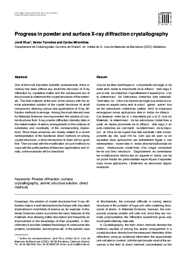 (PDF) Progress in powder and surface X-ray diffraction crystallography