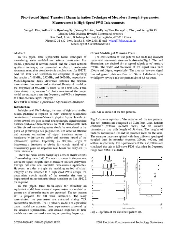 (PDF) Picosecond signal transient characterization technique of meanders through s-parameter ...