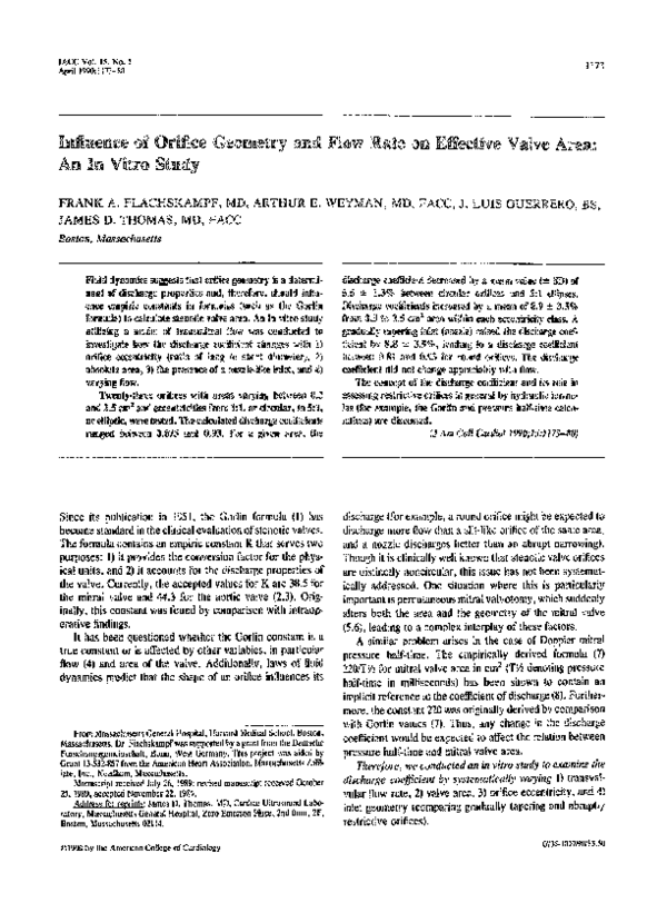 (PDF) Influence of orifice geometry and flow rate on effective valve ...