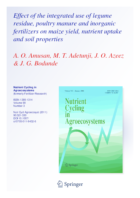 (PDF) Effect of the integrated use of legume residue, poultry manure and inorganic fertilizers ...