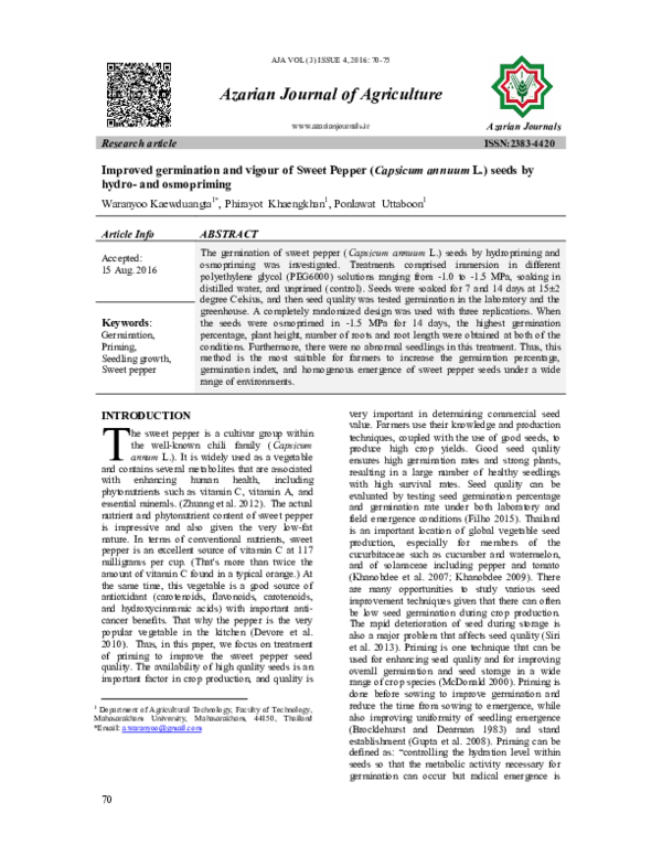 (PDF) Improved germination and vigour of Sweet Pepper (Capsicum annuum ...