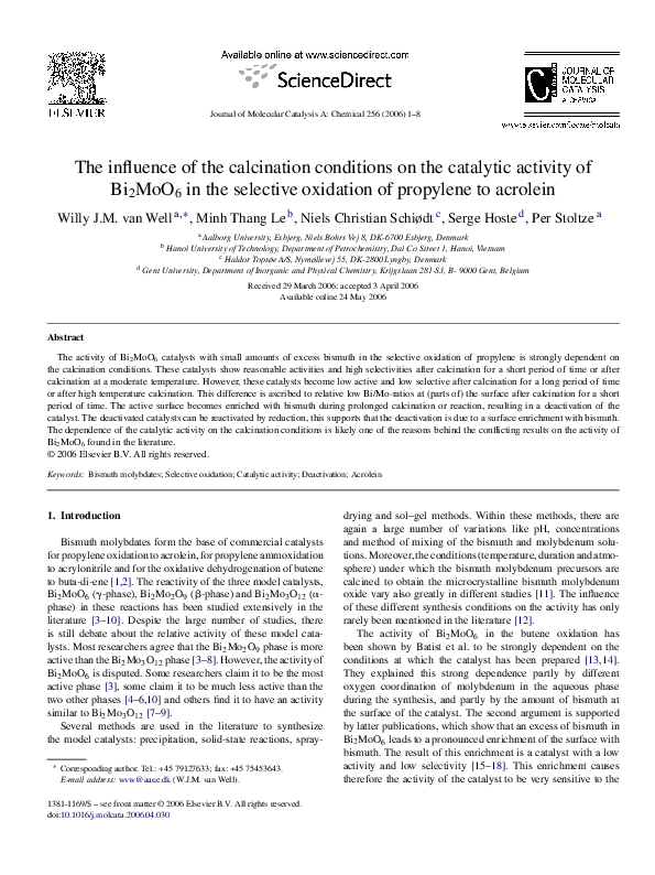 (PDF) The influence of the calcination conditions on the catalytic ...
