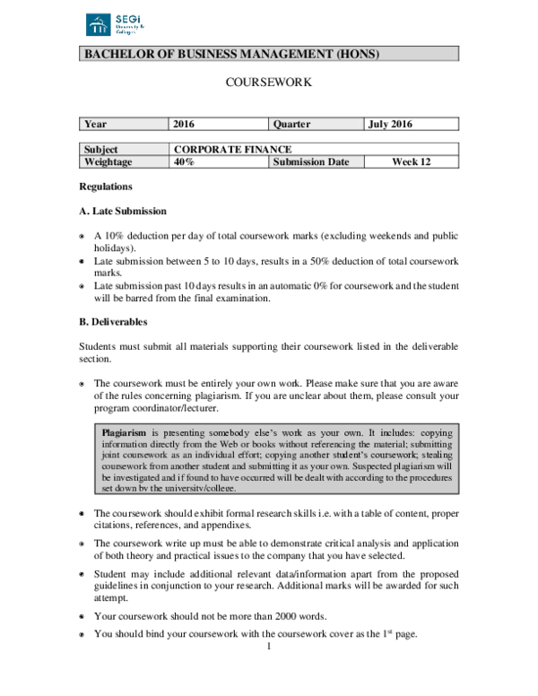 (PDF) BACHELOR OF BUSINESS MANAGEMENT (HONS) COURSEWORK | ullyseus ...