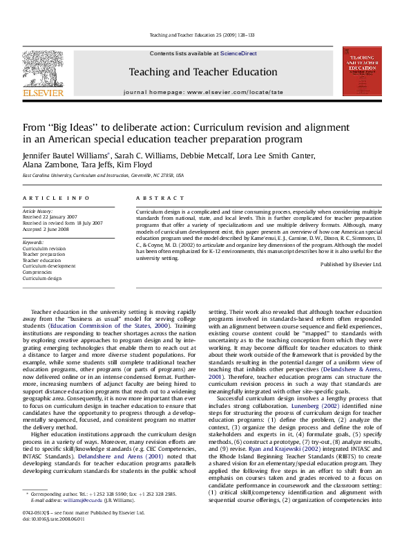 (PDF) From “Big Ideas” to deliberate action: Curriculum revision and ...