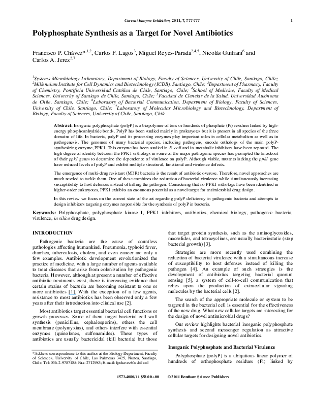 (PDF) Polyphosphate Synthesis as a Target for Novel Antibiotics