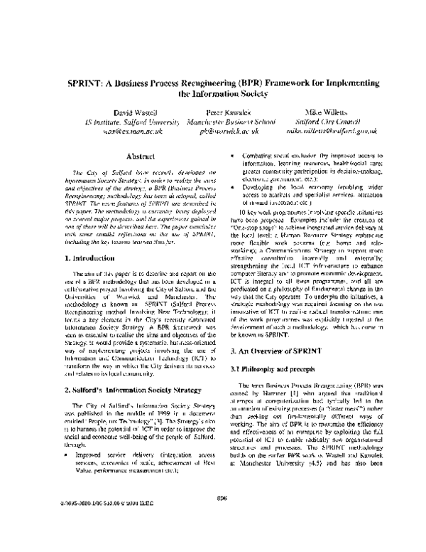 (PDF) SPRINT: A Business Process Reengineering (BPR) Framework for ...