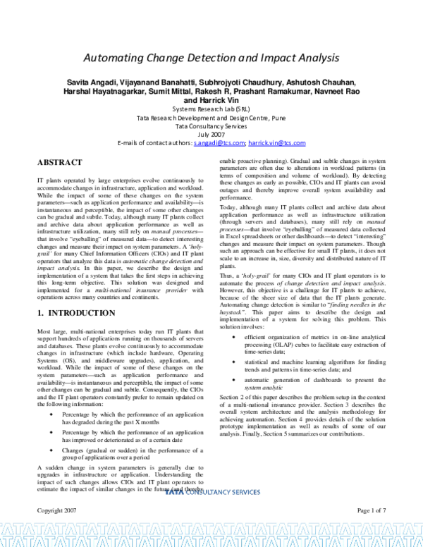 (PDF) Automating Change Detection and Impact Analysis