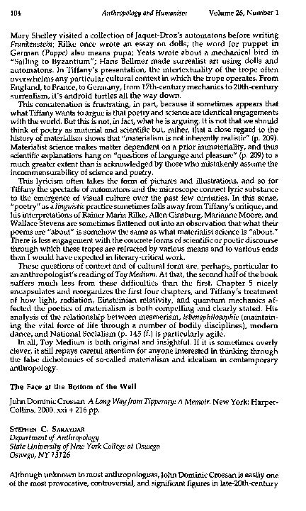 (PDF) Review of: The Face at the Bottom of the Well