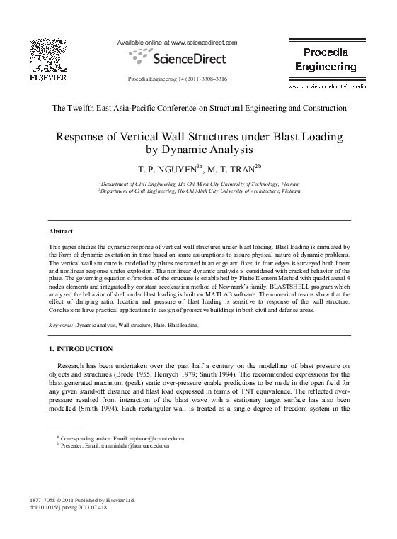 (PDF) Response of Vertical Wall Structures under Blast Loading by Dynamic Analysis