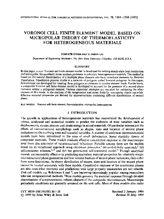 (PDF) Voronoi cell finite element model based on micropolar theory of thermoelasticity for ...