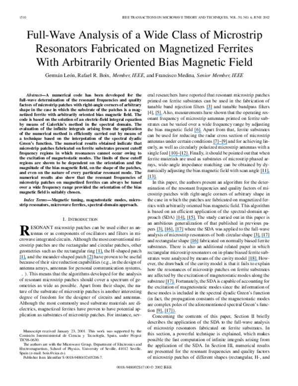 (PDF) Full-wave analysis of a wide class of microstrip resonators ...