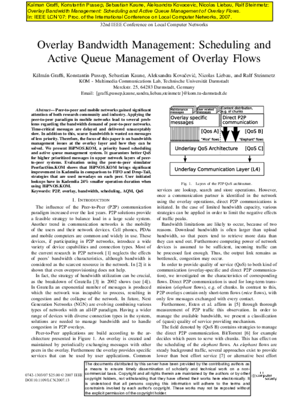 (PDF) Overlay Bandwidth Management: Scheduling and Active Queue Management of Overlay Flows
