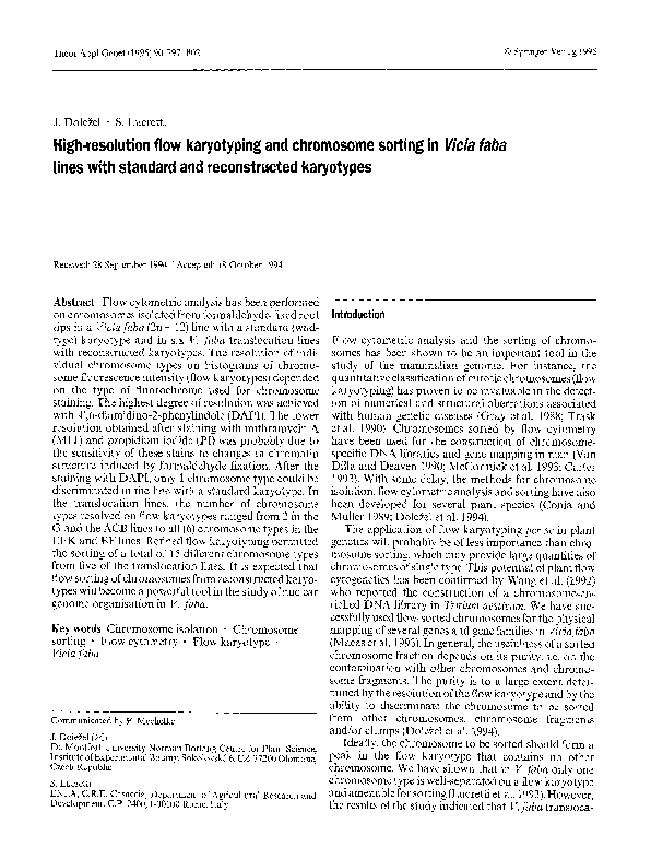 (PDF) High-resolution flow karyotyping and chromosome sorting in Vicia ...