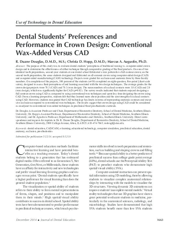 (PDF) Dental Students' Preferences and Performance in Crown Design ...