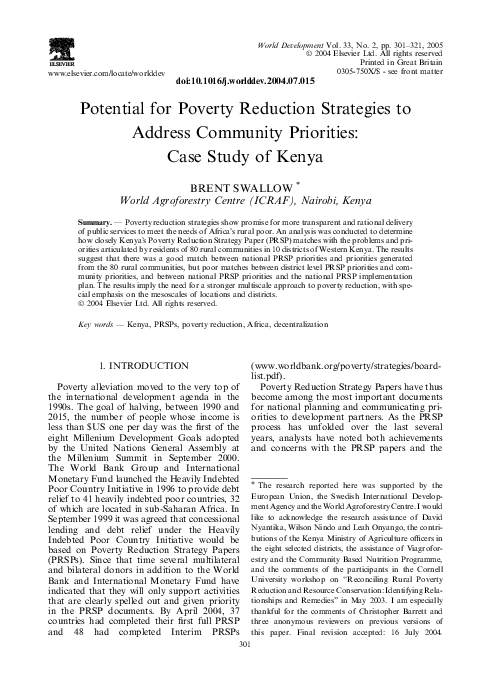 (PDF) Potential for Poverty Reduction Strategies to Address Community ...