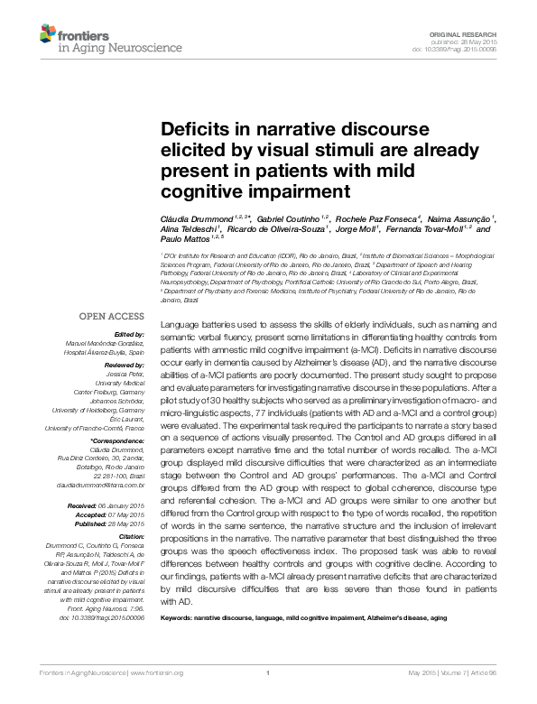 (PDF) Deficits in narrative discourse elicited by visual stimuli are ...