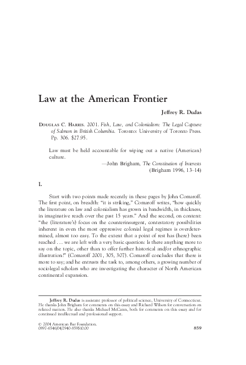 (PDF) Law at the American Frontier