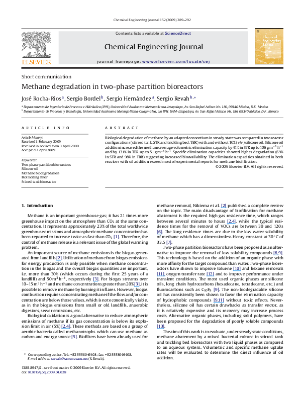 (PDF) Methane degradation in two-phase partition bioreactors