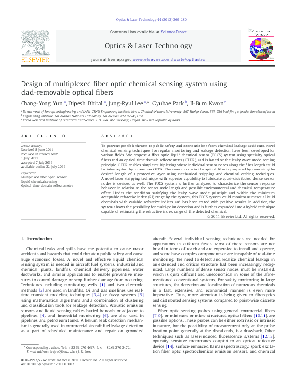 (PDF) Design of multiplexed fiber optic chemical sensing system using ...