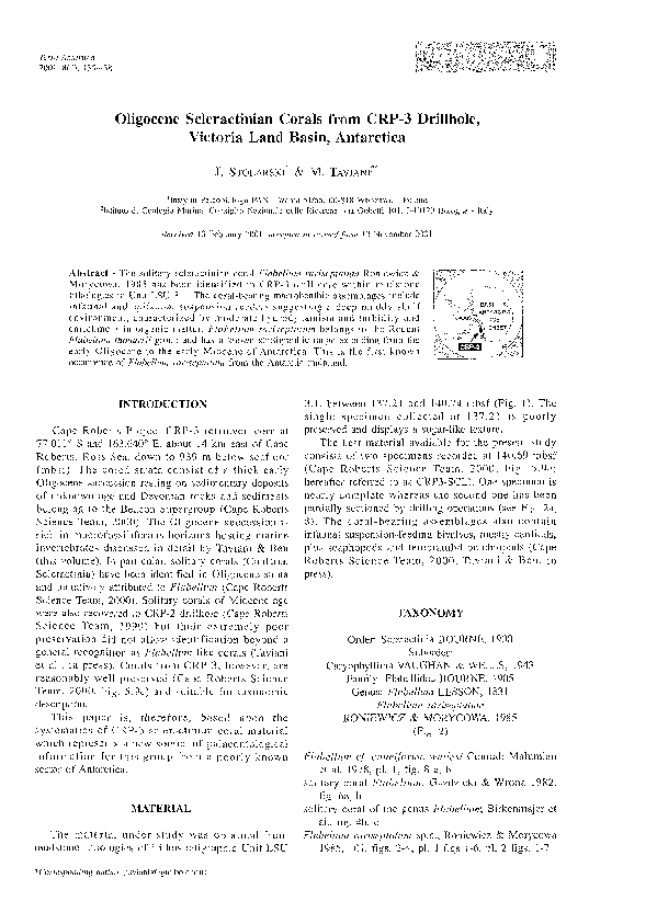 (PDF) Oligocene Scleractinian Corals from CRP3 Drillhole, Victoria Land ...
