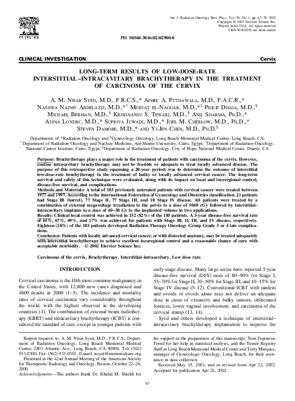 (PDF) Long-term results of low-dose-rate interstitial-intracavitary ...