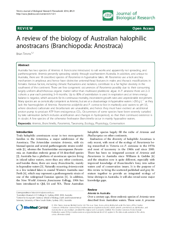 (PDF) A review of the biology of Australian halophilic anostracans ...