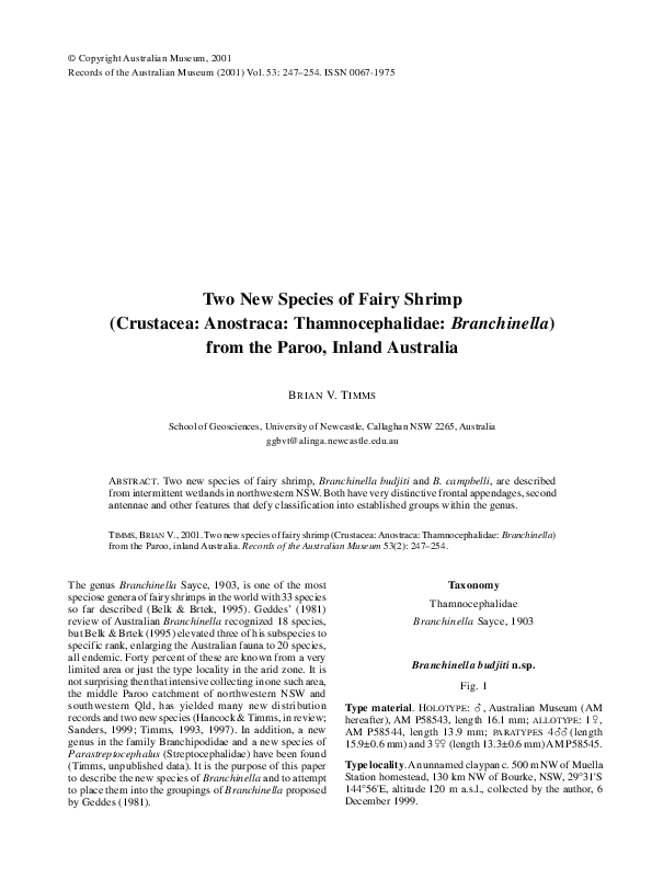 (PDF) Two new species of fairy shrimp Crustacea: Anostraca ...