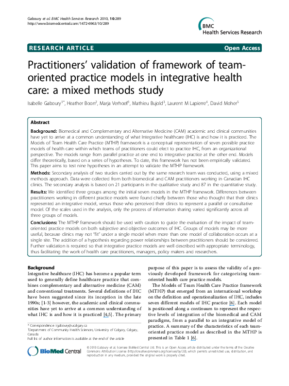 (PDF) Practitioners' validation of framework of team-oriented practice ...