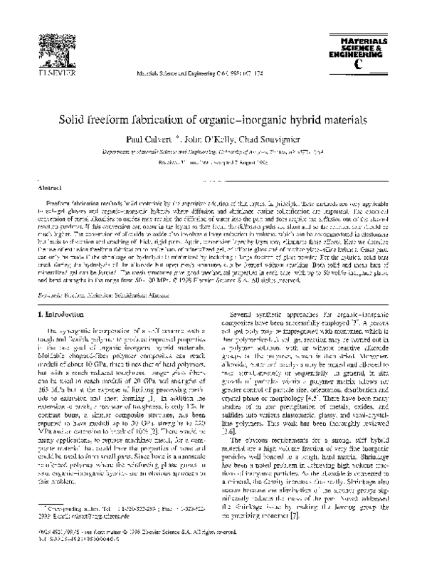 (PDF) Solid freeform fabrication of organic-inorganic hybrid materials