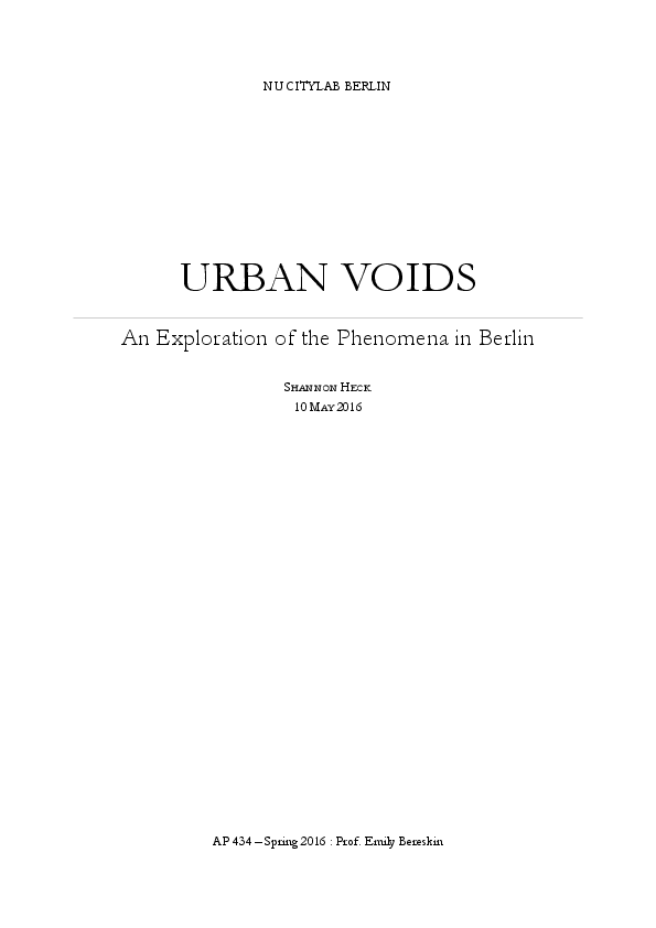 (PDF) Urban Voids: An Exploration of the Phenomena in Berlin