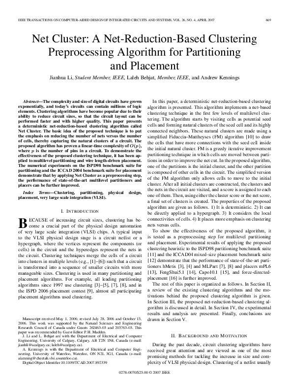 (PDF) Net Cluster: A Net-Reduction-Based Clustering Preprocessing ...