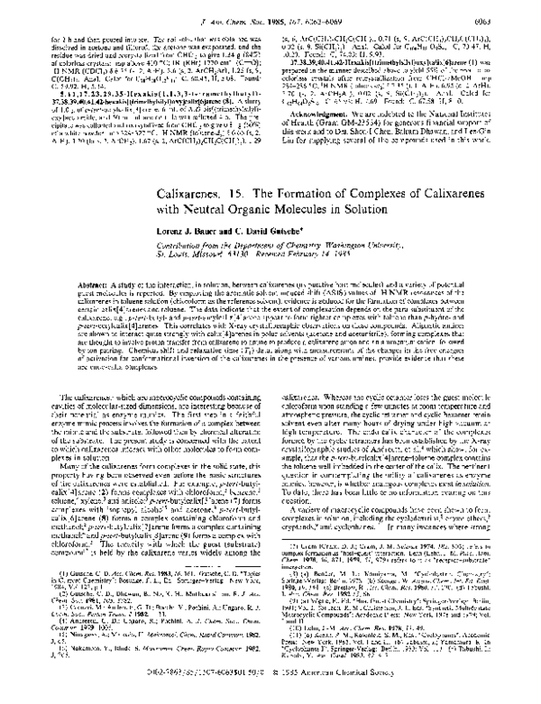 (PDF) Calixarenes. 15. The formation of complexes of calixarenes with ...