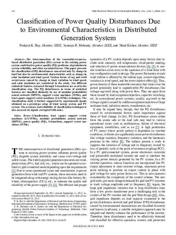 (PDF) Classification of Power Quality Disturbances Using GA Based Optimal Feature Selection