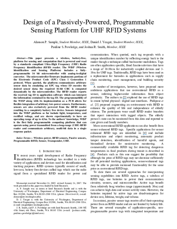 (PDF) Design of a Passively-Powered, Programmable Sensing Platform for ...