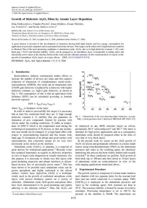 (PDF) Growth of Dielectric Al2O3 Films by Atomic Layer Deposition