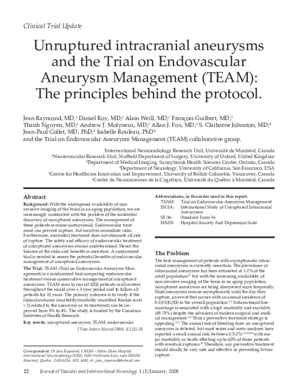 (PDF) TEAM Trial: Endovascular vs Conservative Management