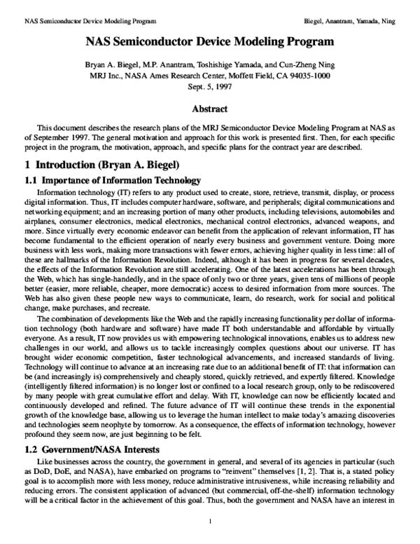 (PDF) NAS Semiconductor Device Modeling Program
