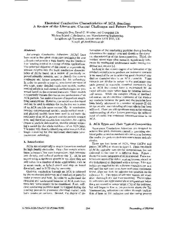 (PDF) Electrical conductive characteristics of ACA bonding: a review of ...