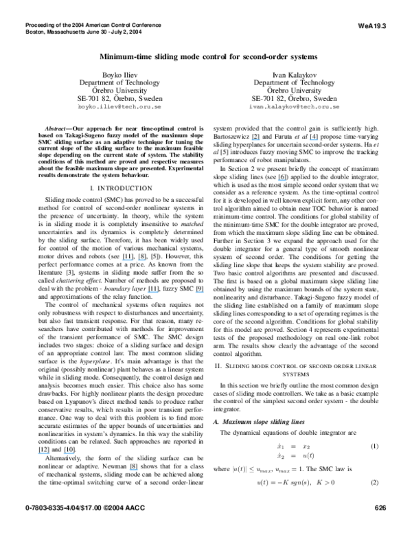 (PDF) Minimum-time sliding mode control for second-order systems