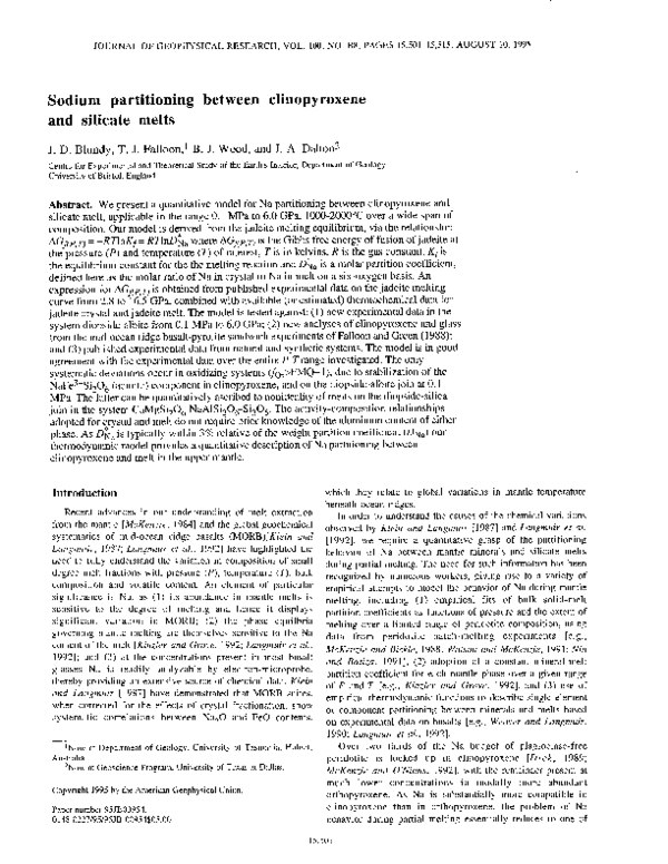 (PDF) Sodium partitioning between clinopyroxene and silicate melts