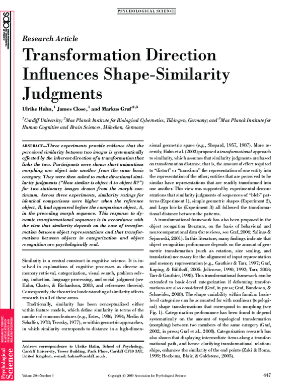 (PDF) Transformation Direction Influences Shape-Similarity Judgments