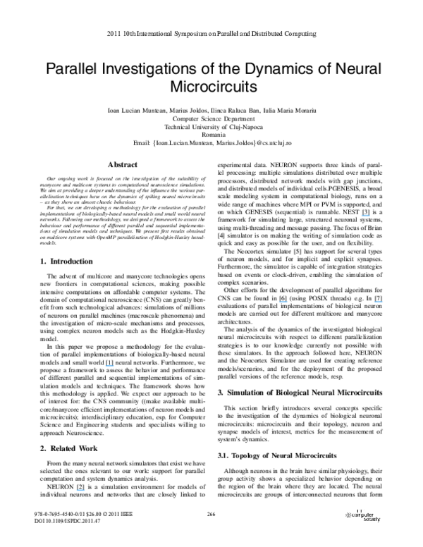 Pdf Parallel Investigations Of The Dynamics Of Neural Microcircuits