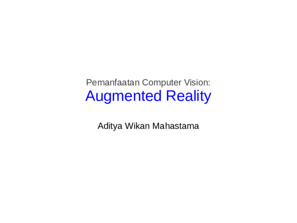 (PDF) Pemanfaatan Computer Vision: Augmented Reality