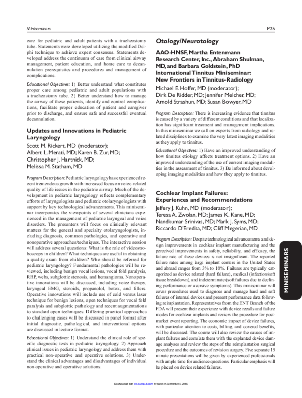 (PDF) Cochlear Implant Failures: Experiences and Recommendations