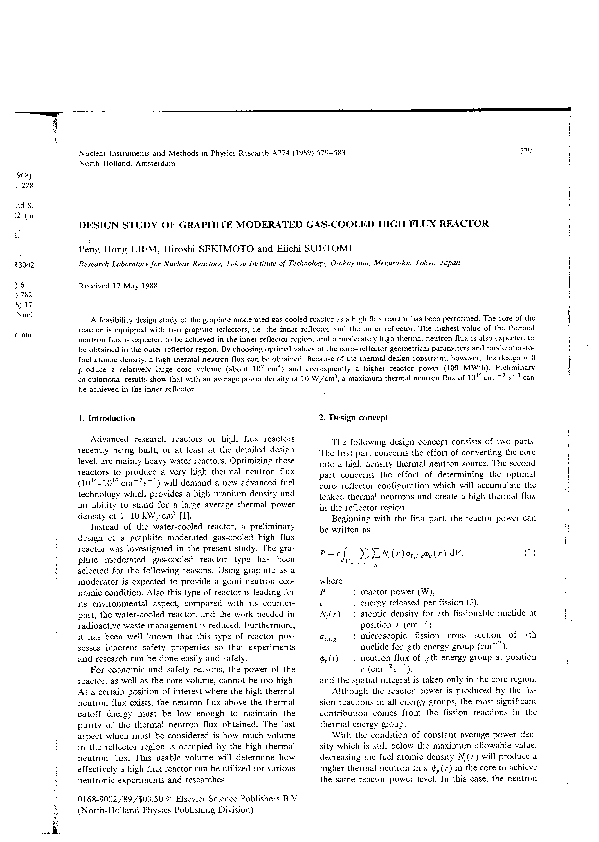 (PDF) Design study of graphite moderated gas-cooled high flux reactor