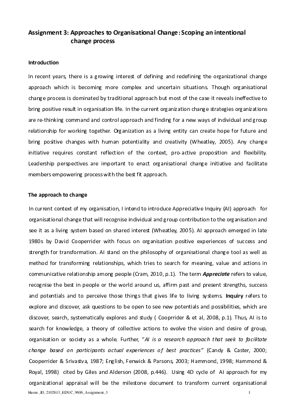(PDF) Approaches to Organisational Change: Scoping an intentional ...