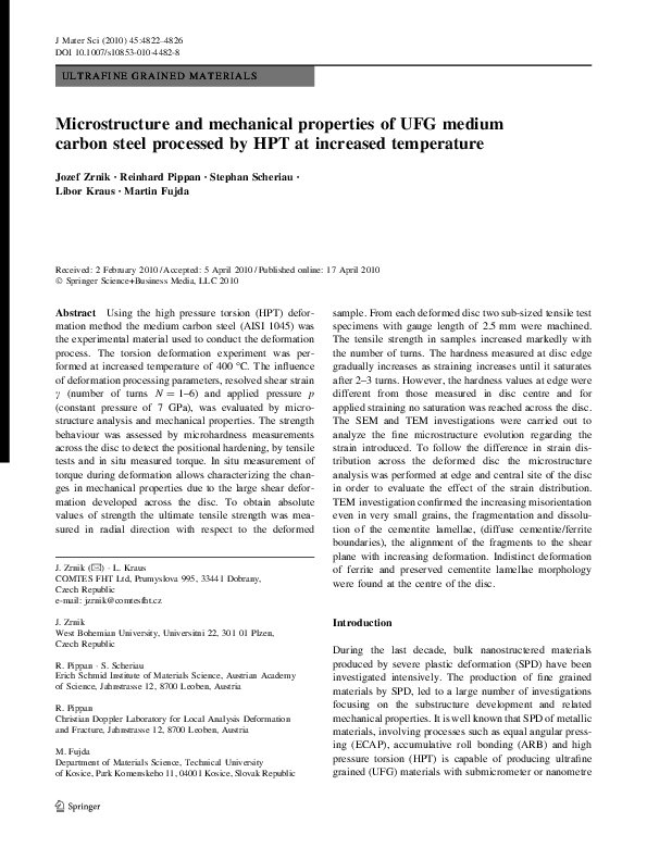 (PDF) Microstructure and mechanical properties of ultra fine grained Cu–Zn and Cu–Al alloys ...